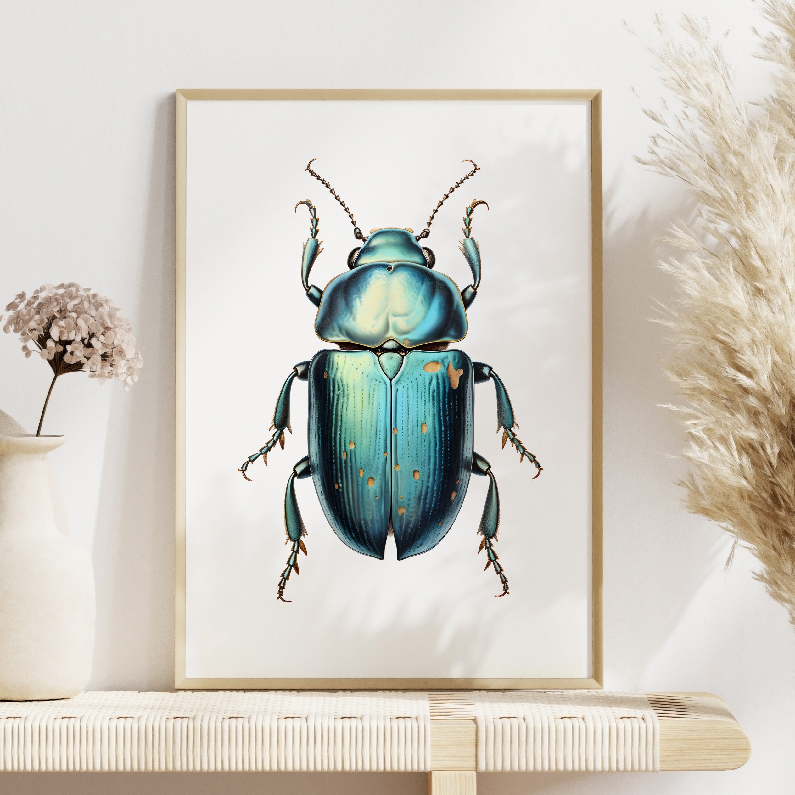 Dung Beetle Print, Bug Print, Insect Print, Botanical Guide, Dung ...