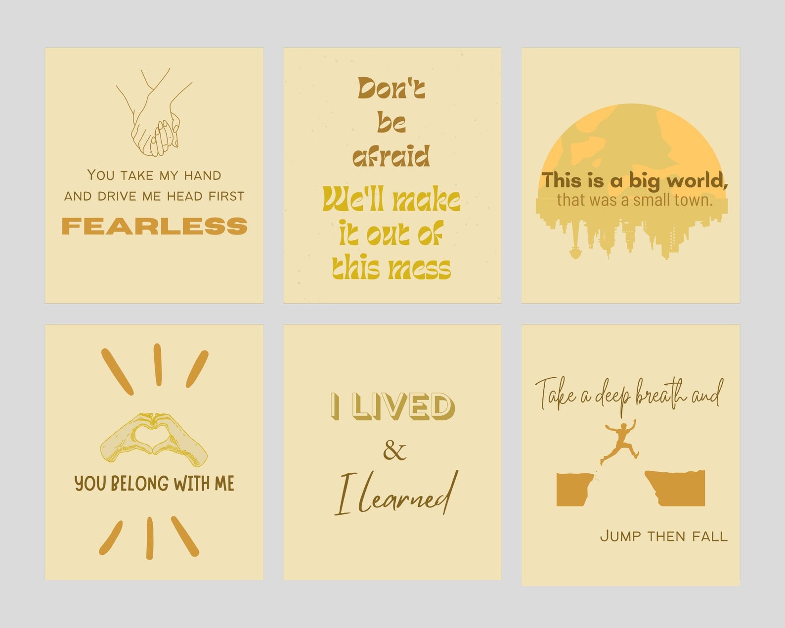 Taylor Swift FEARLESS Album Set of 6 Posters. Printable Swifties ...