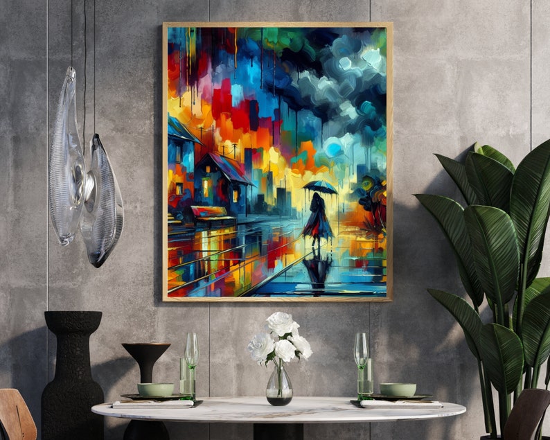 Wall Art Oil Painting Digital Print, Lonely Woman Abstract Printable ...