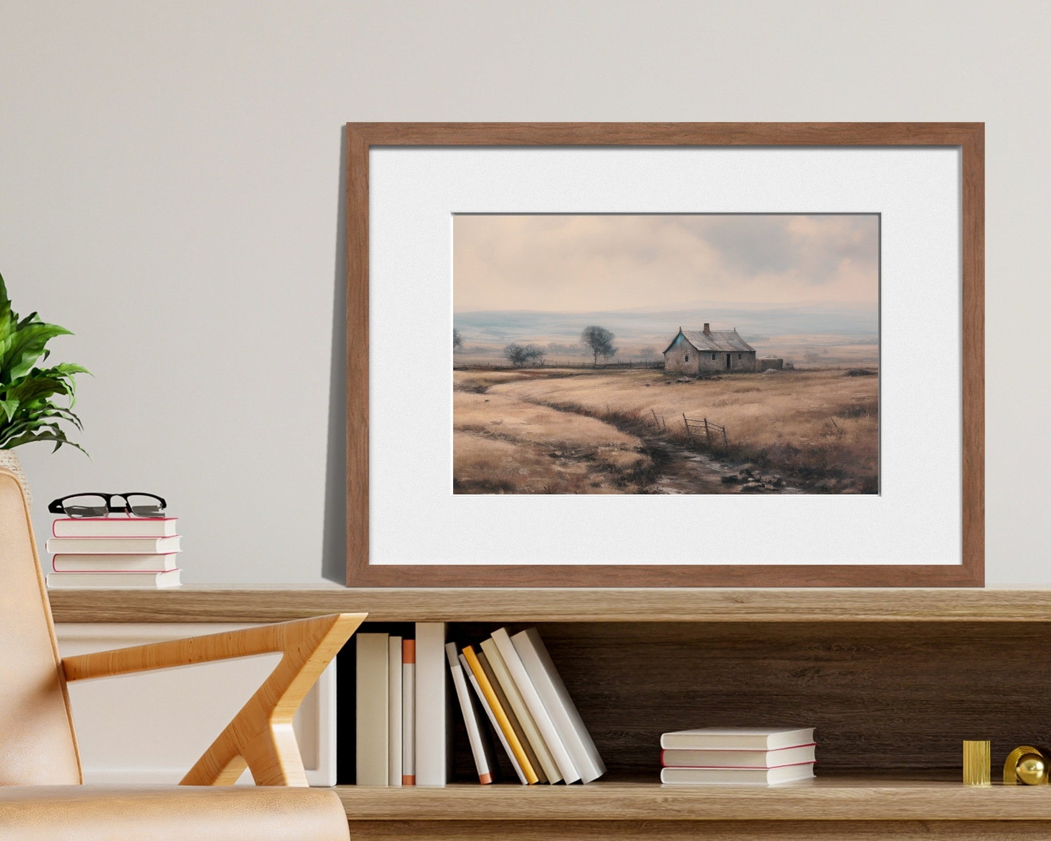 Rustic Countryside Landscape Wall Art, Peaceful Farmhouse Print, Serene ...