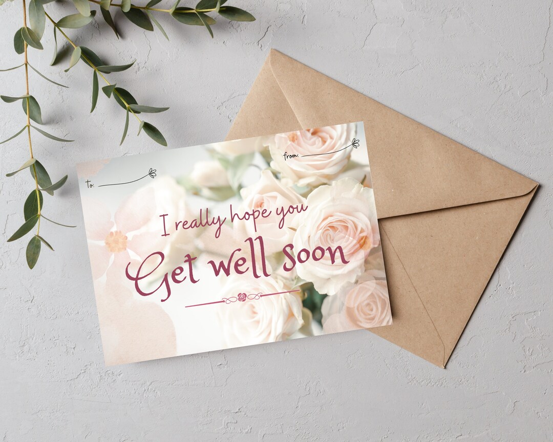 Personalized Get Well Soon Card Editable Digital Download Floral ...
