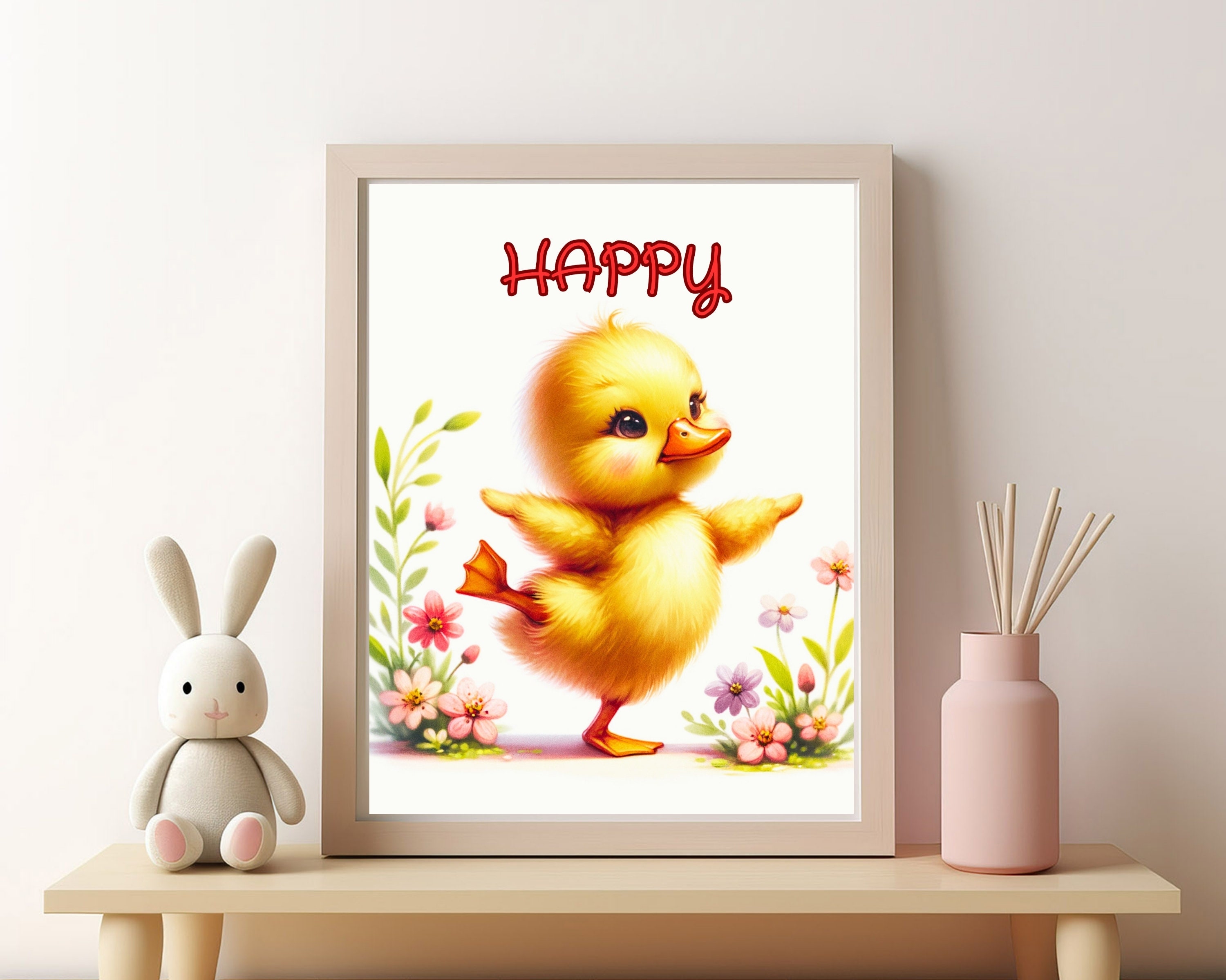 Sets of 4 Cute Duckling Yoga Pose Art Print, Retro Decor Wall Art, Yoga ...
