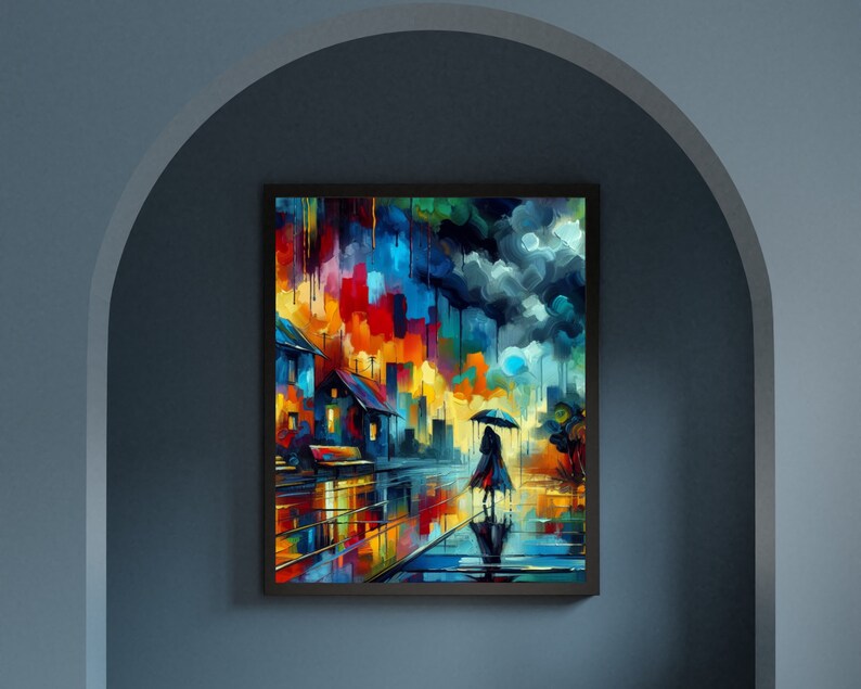 Wall Art Oil Painting Digital Print, Lonely Woman Abstract Printable ...