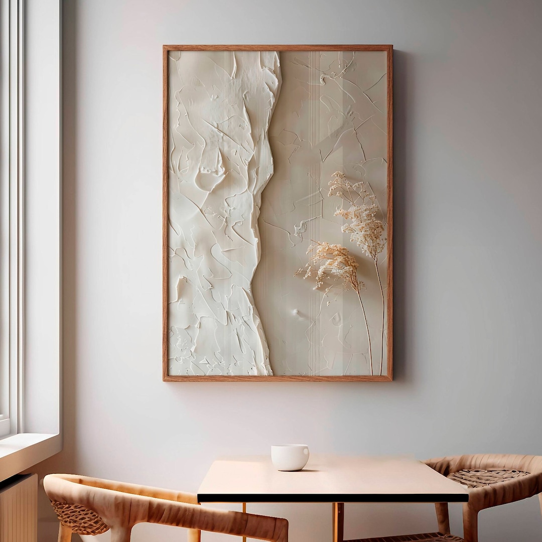 Japandi Wall Art Print, Neutral Minimalist Textured Paper Abstract Japanese Artwork, Wabi Sabi ...