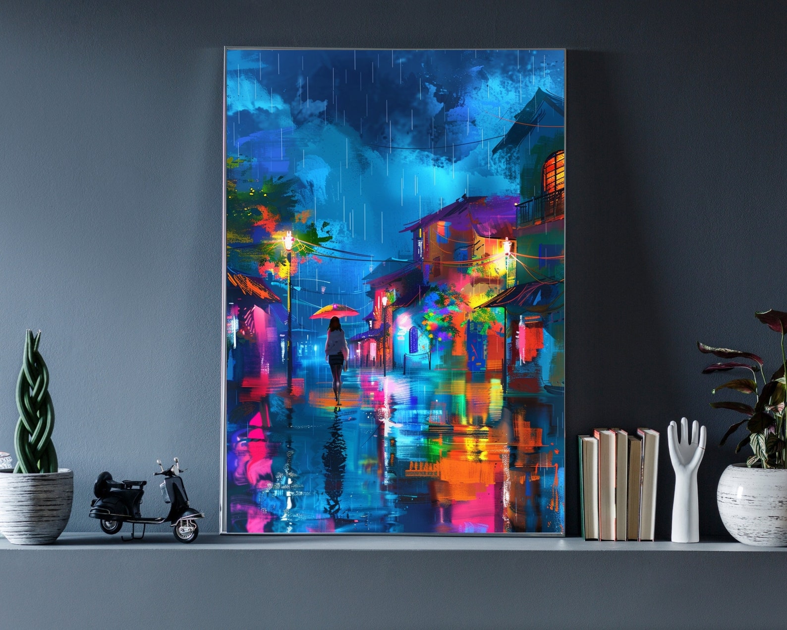 Lonely Girl Artwork Digital Print, Oil Painting Original Colorful Wall ...