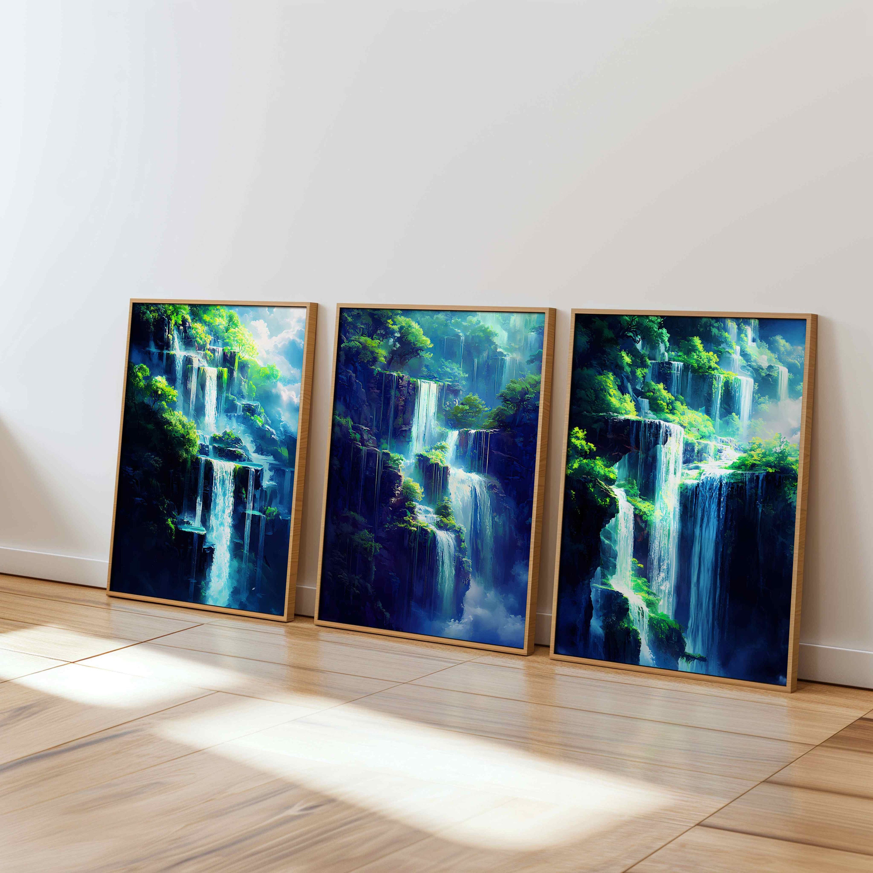Set of 3 Hokusai Ukiyo-e Japanese Waterfall Wall Art, Japanese Poster ...