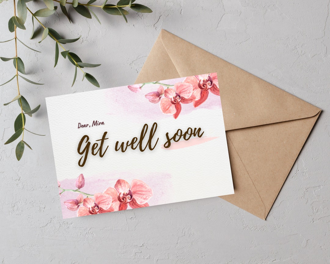Personalized Get Well Soon Card Editable Digital Download Printable ...