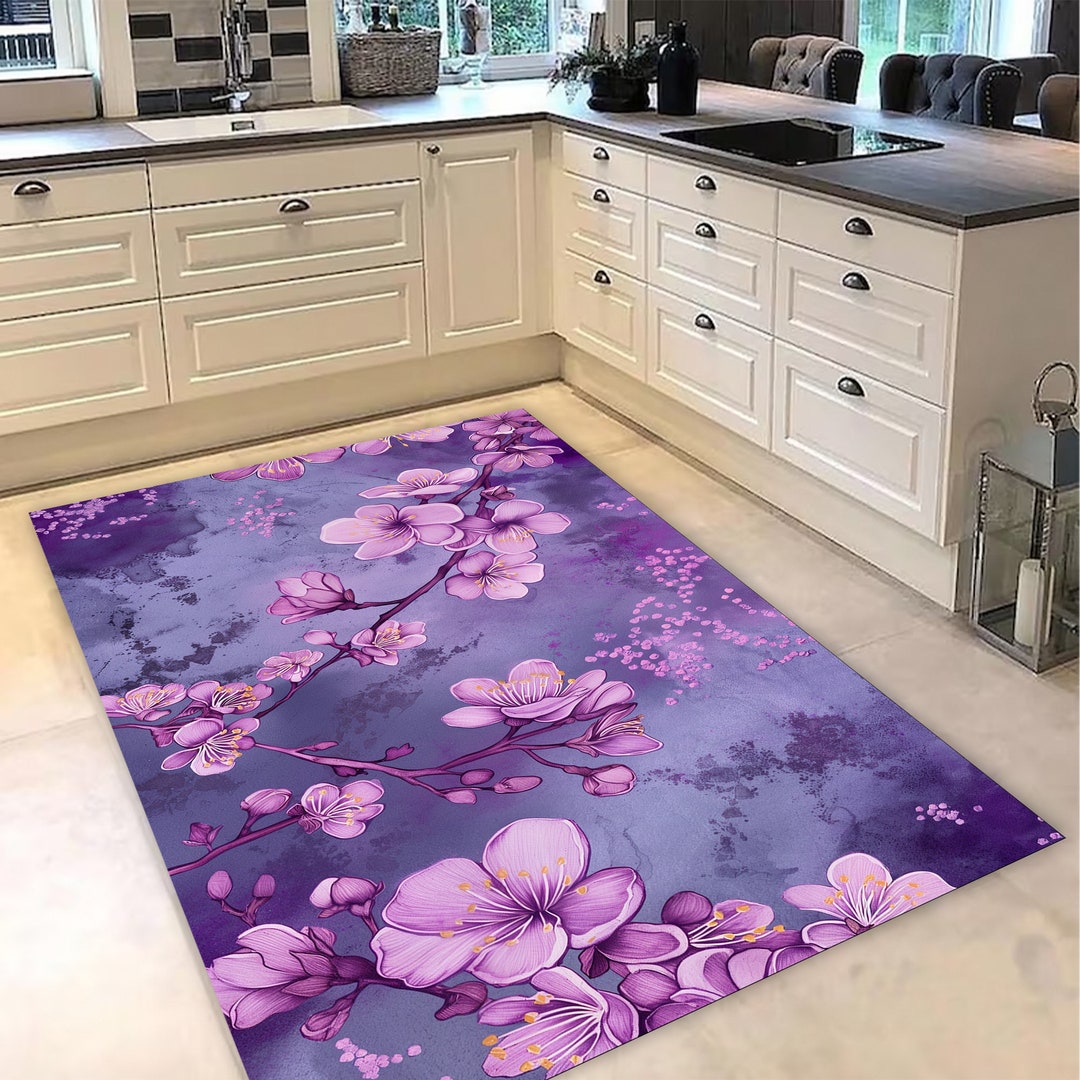 Cherry Blossom Rug, Modern Cherry Blossom Rug, Cherry Blossom Gift Rug ...