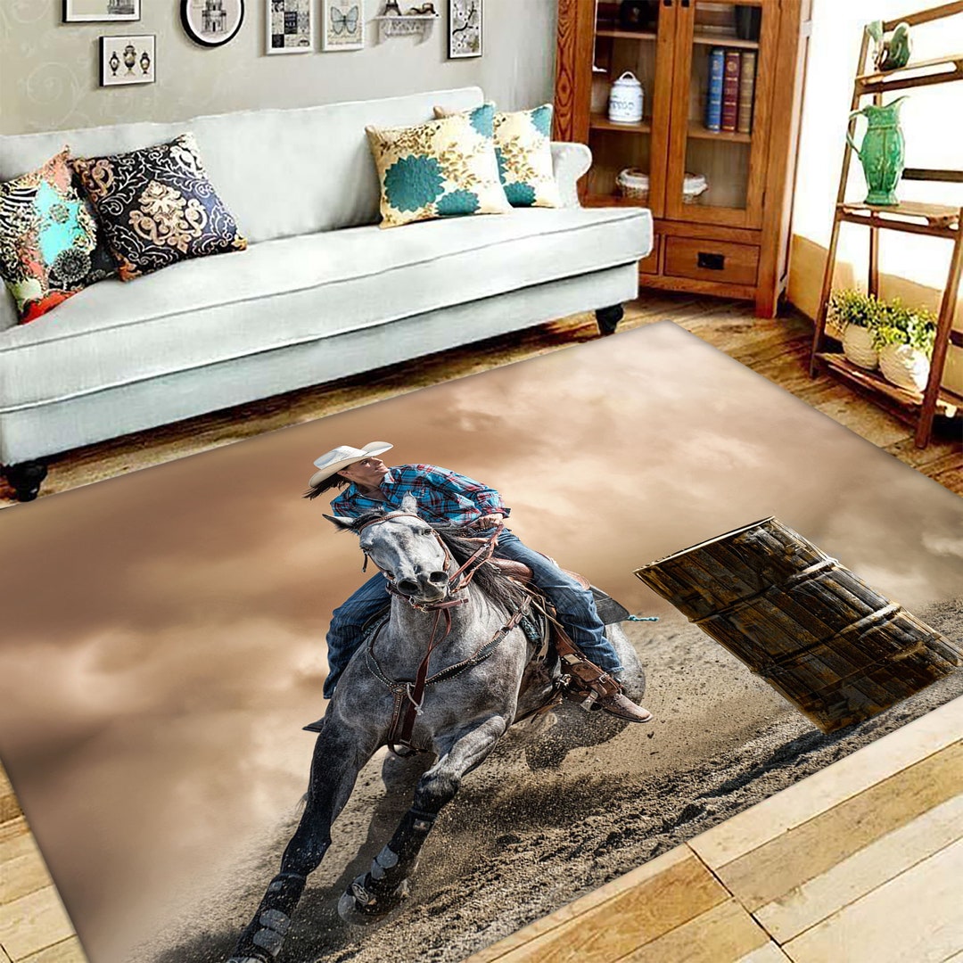 Cowboy Rug Western Rug Gift for Him Rodeo Rug for Living - Etsy