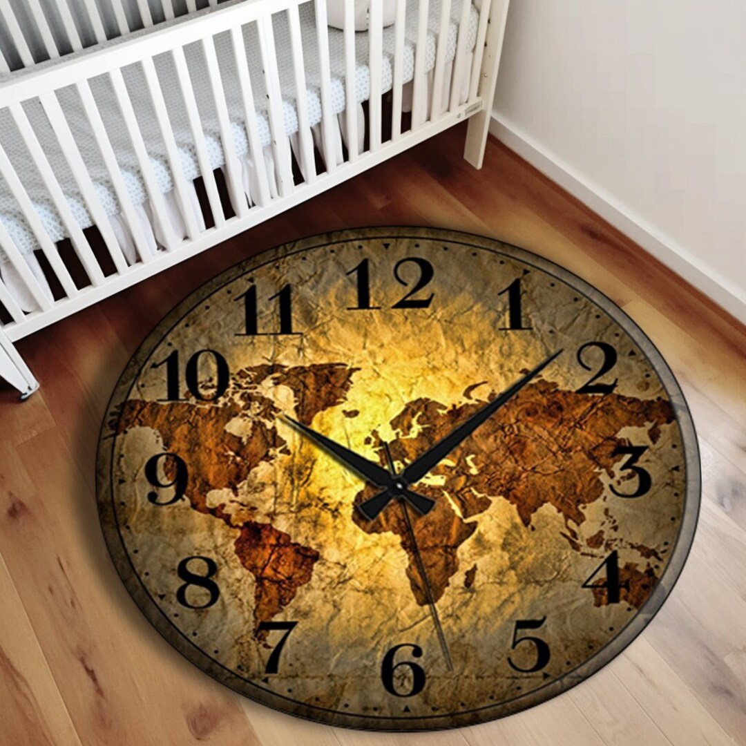 Clock Rug, Clock Round Rug, Word Map Clock Rug, Circle Rug, Round Rug ...