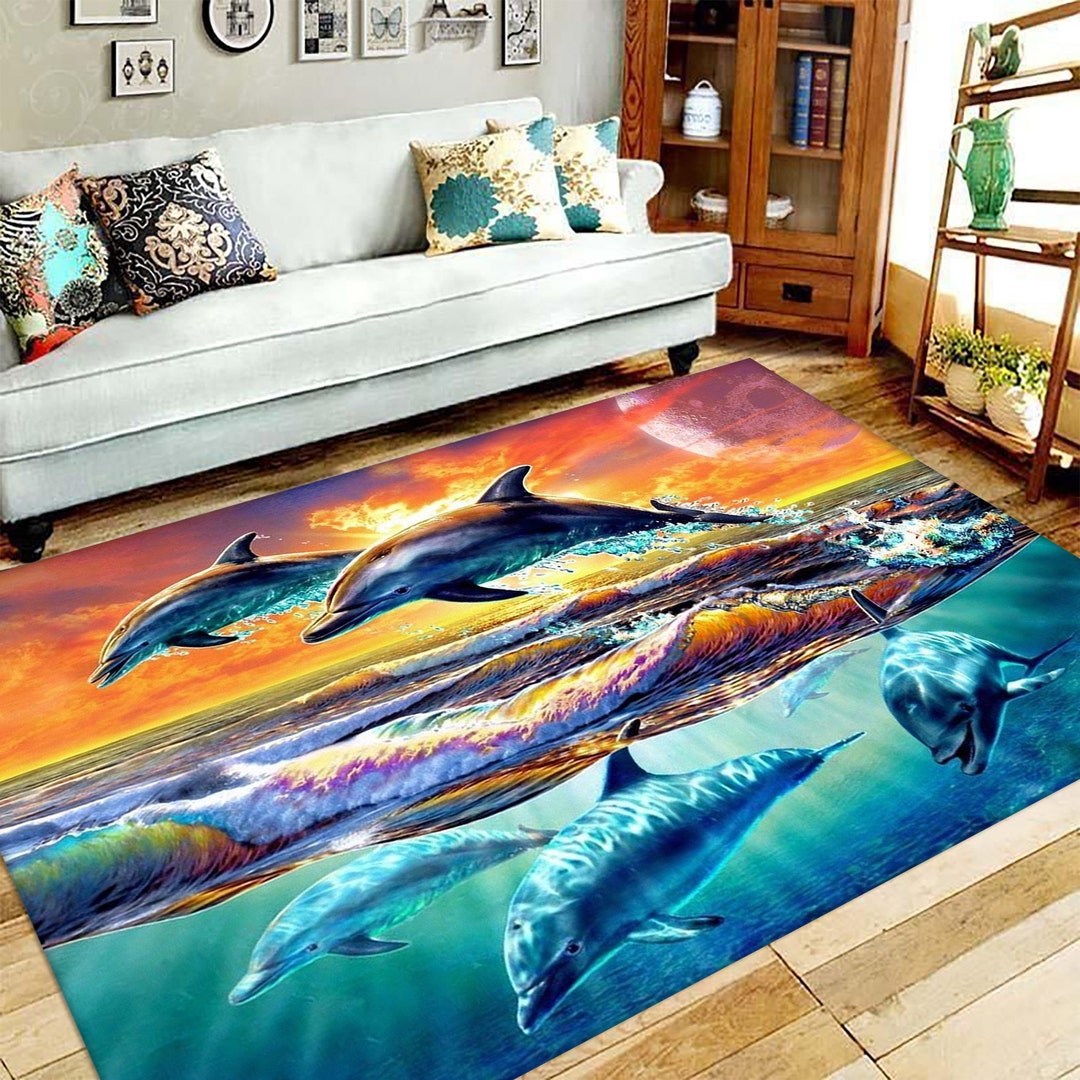 Dolphin Rug, Ocean Rug, Animal Rug, Blue Rug, Sea Rug, Underwater Rug ...