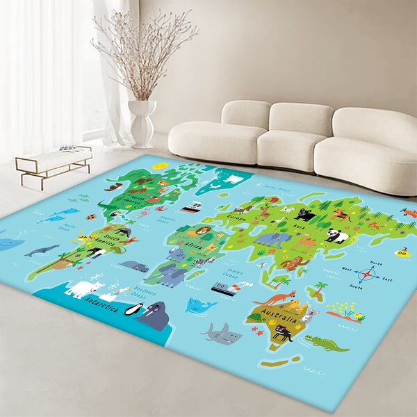 World Map Rug - Etsy