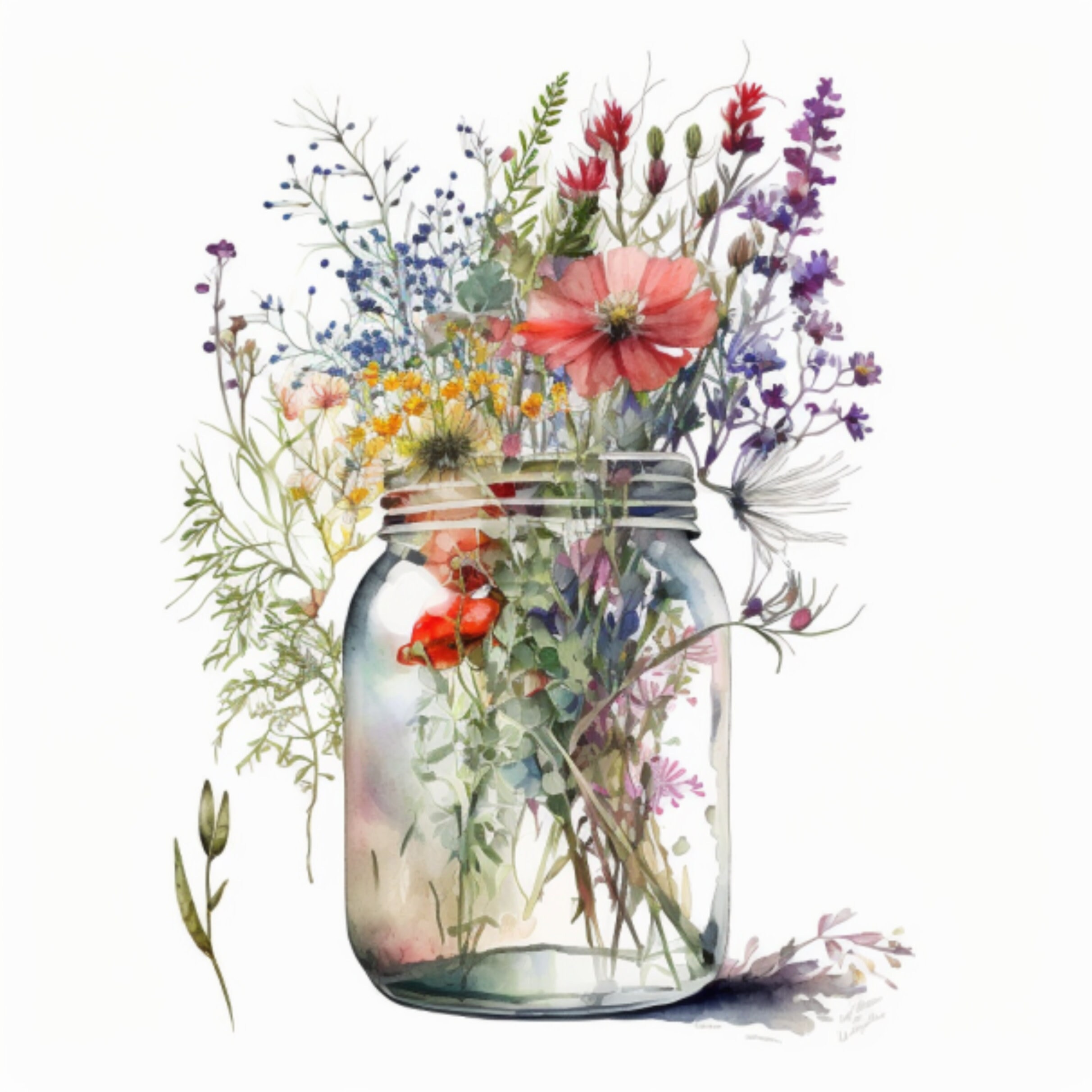 Watercolor Floral Wildflowers Clipart PNG, Commercial Use - Etsy
