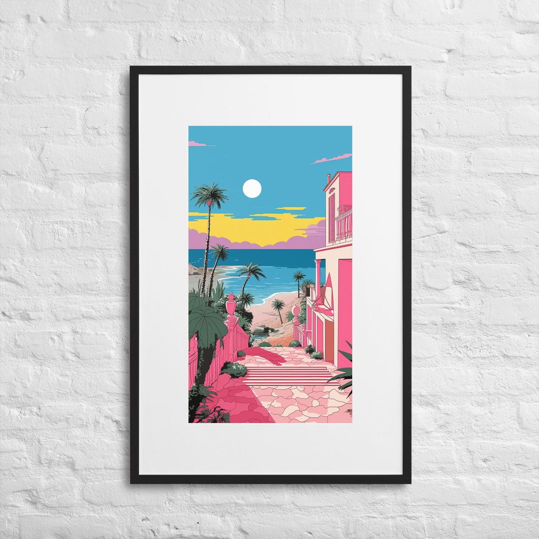 Poster Illustration Saint Tropez Matte Framed With Passe-partout 08 - Etsy