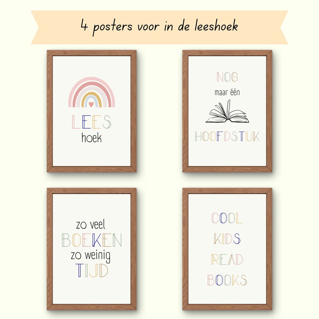 Set of 4 Dutch Posters for Reading Corner, Primary School Posters in ...