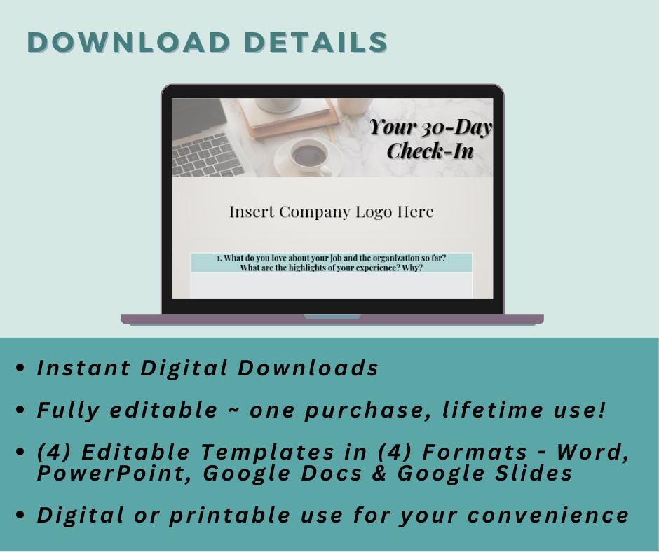 New Hire Onboarding Check-in Templates: 30 & 90-day Feedback (digital ...