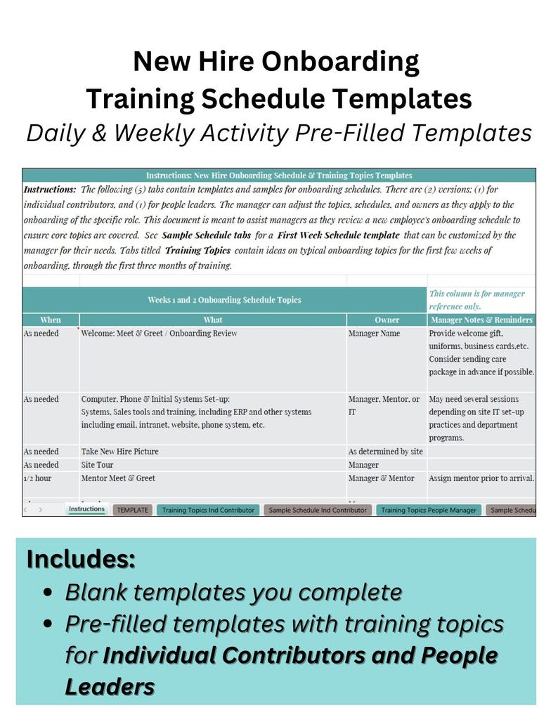 New Hire Onboarding Schedule Templates: HR & Managers (MS Excel, Google ...