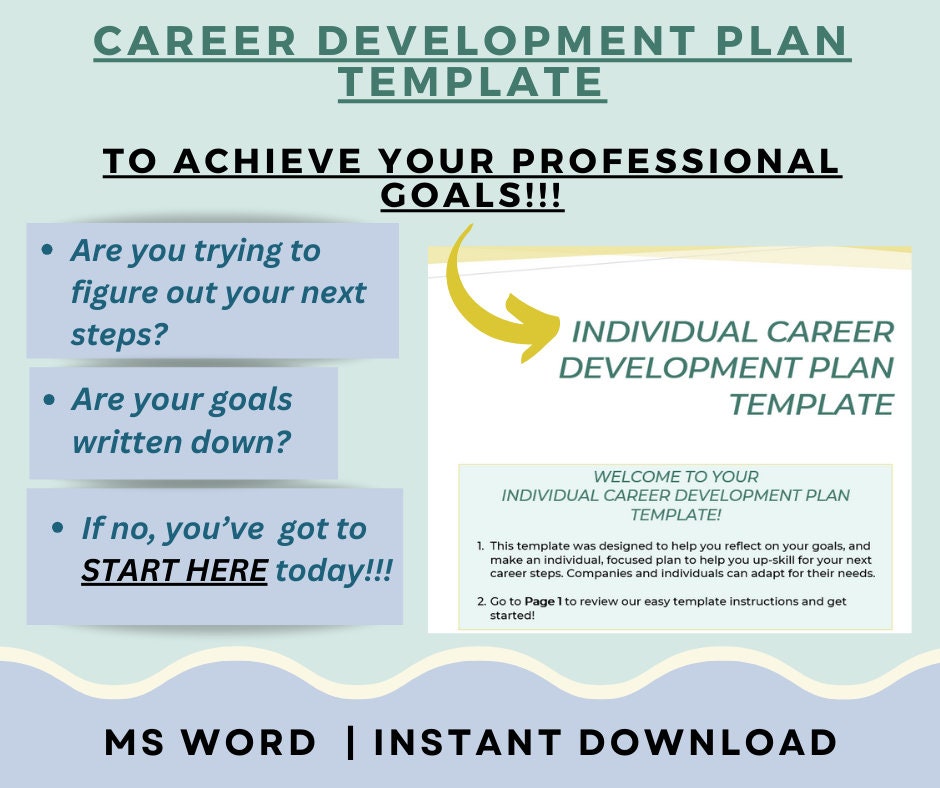 Career Development Plan Template: Editable MS Word (digital Download ...