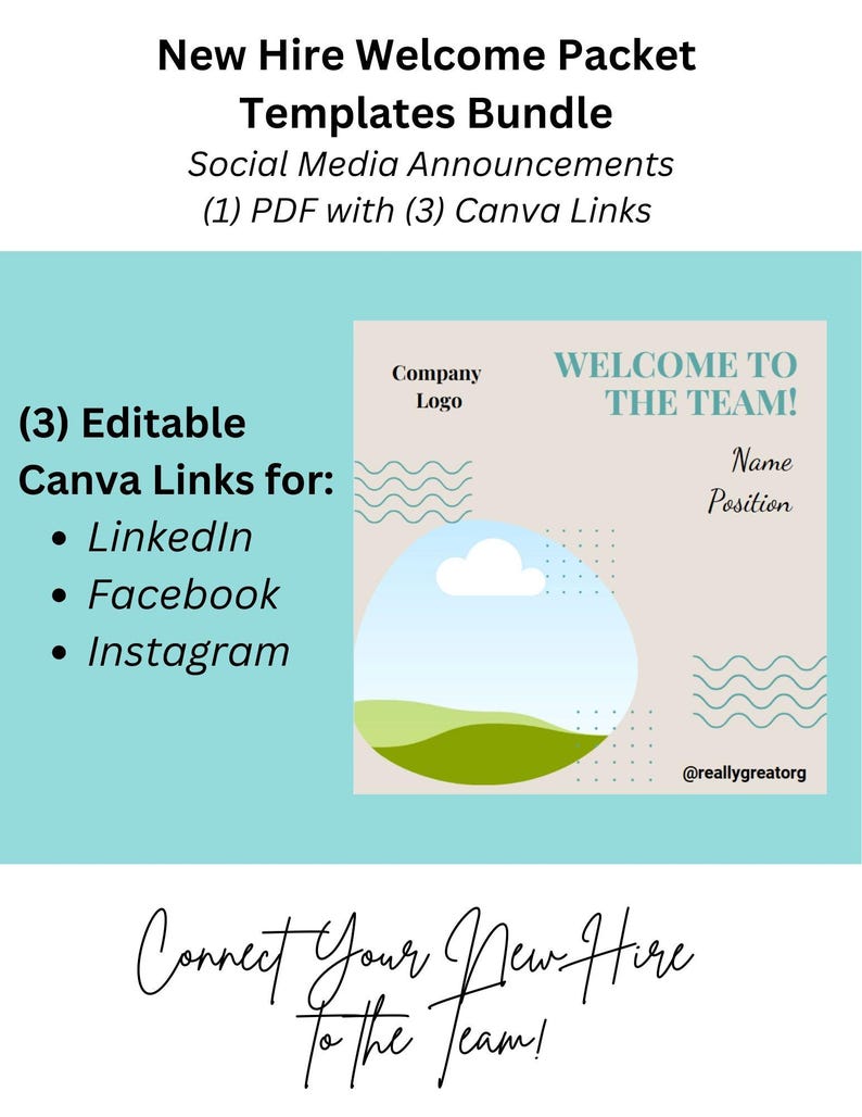 New Hire Welcome Packet Bundle | Onboarding | New Employee Social Media ...