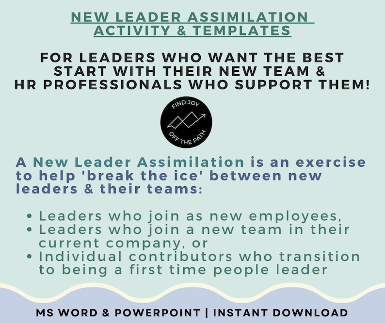 New Leader Assimilation Activity Guide & Templates | Leadership Tools ...