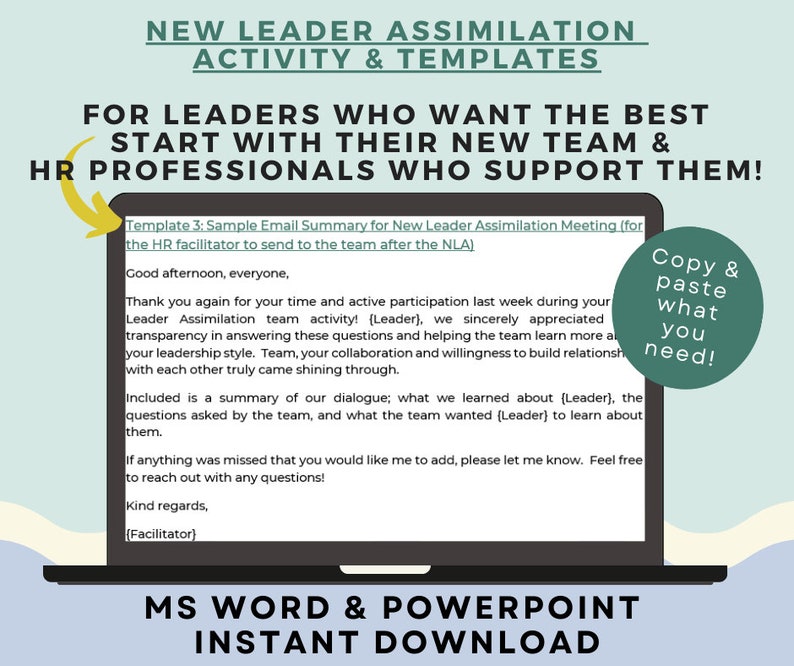 New Leader Assimilation Activity Guide & Templates | Leadership Tools ...