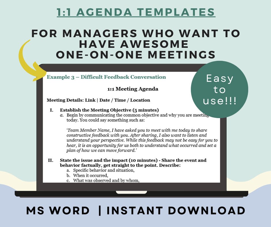 1 1 Agenda Templates For Managers One one one Meeting Agenda MS