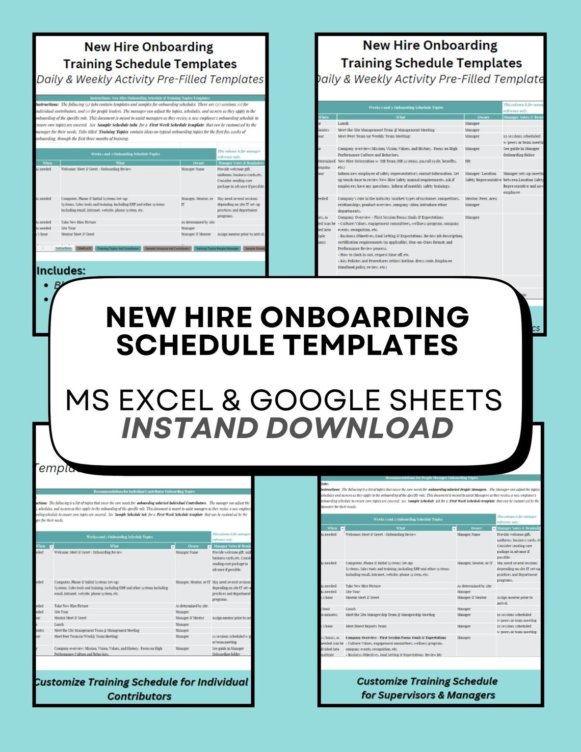 New Hire Onboarding Schedule Templates: HR & Managers (MS Excel, Google ...