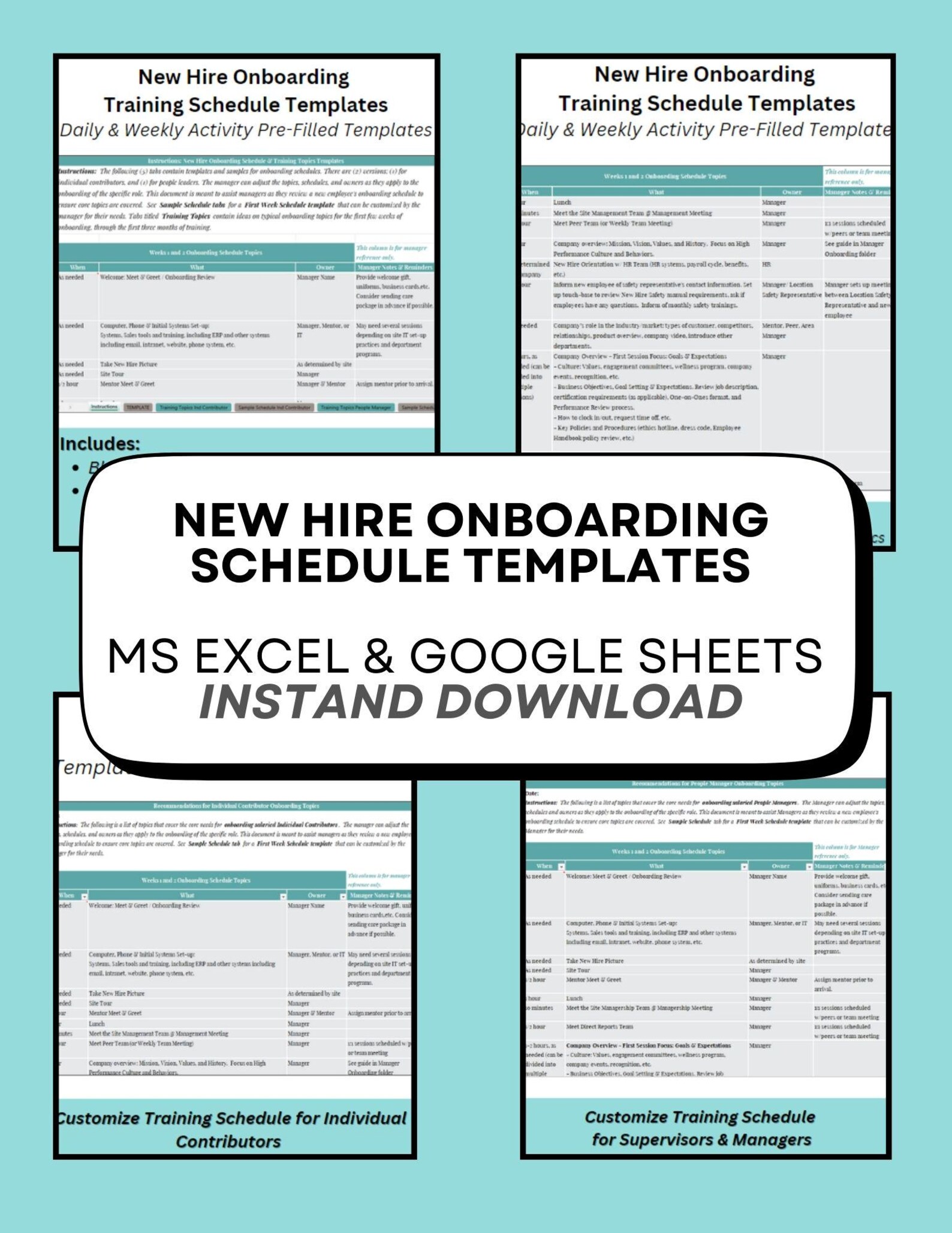 New Hire Onboarding Schedule Templates: HR & Managers (MS Excel, Google ...