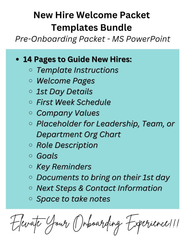 New Hire Welcome Packet Templates: Onboarding Bundle (digital Download ...