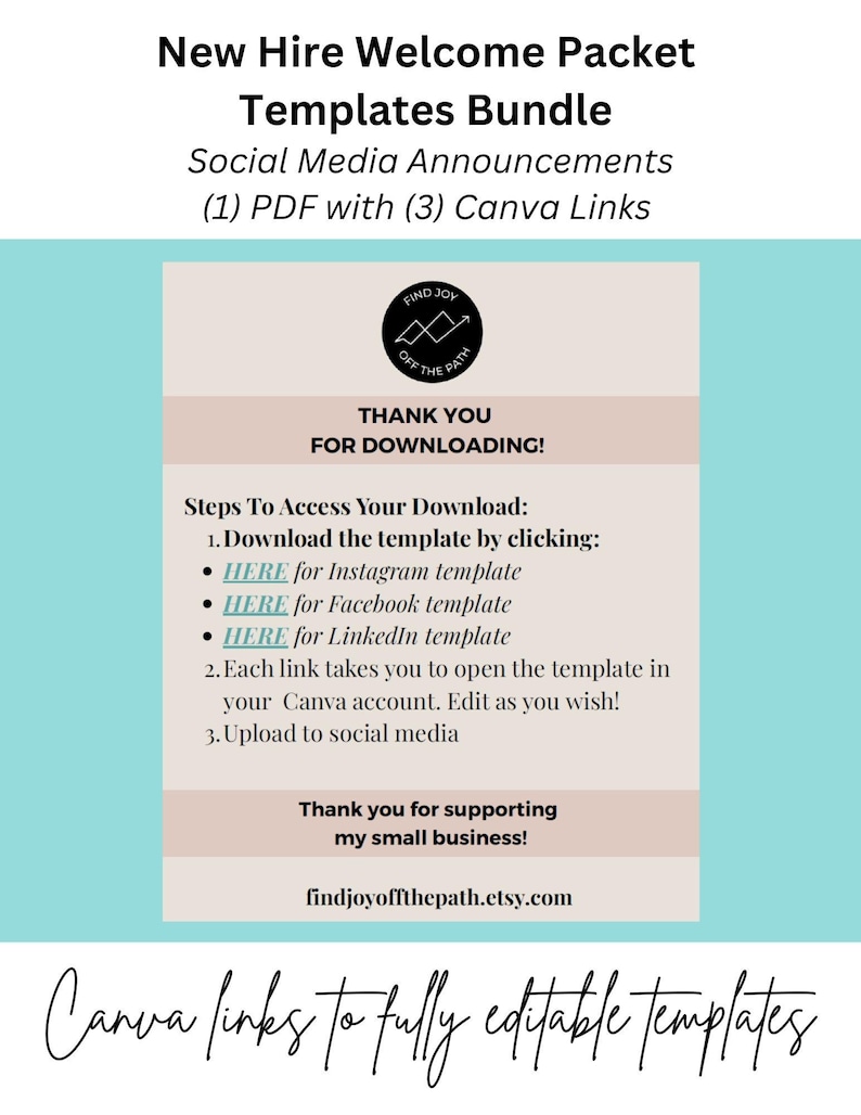 New Hire Welcome Packet Bundle | Onboarding | New Employee Social Media ...