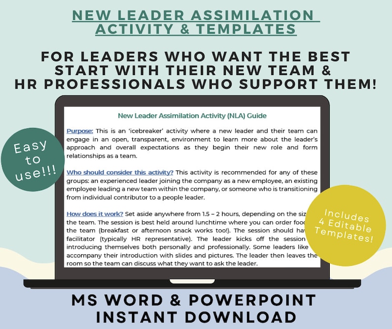 New Leader Assimilation Activity Guide & Templates | Leadership Tools ...