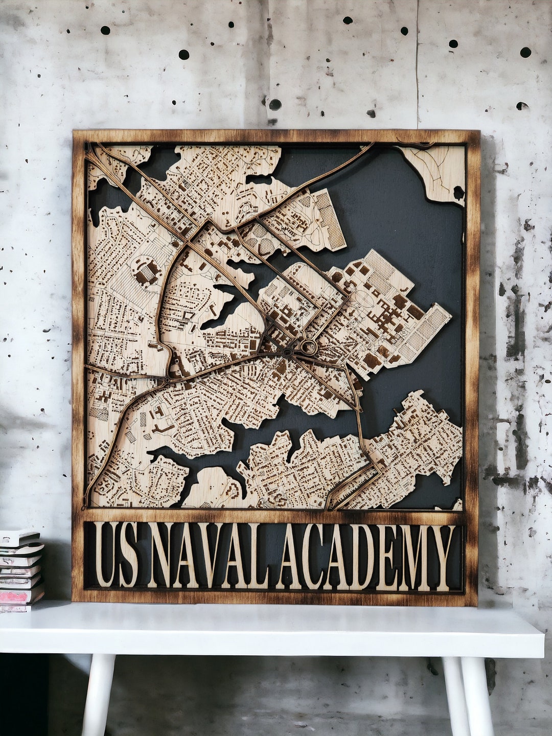 US Naval Academy Map | 3-layer Laser Cut Wood Art - Etsy