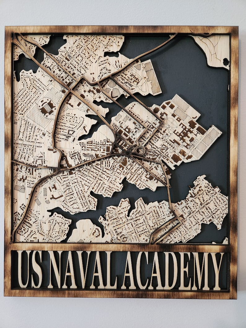 US Naval Academy Map | 3-layer Laser Cut Wood Art - Etsy