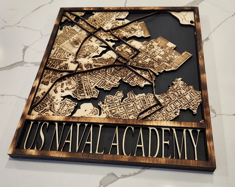 US Naval Academy Map | 3-layer Laser Cut Wood Art - Etsy