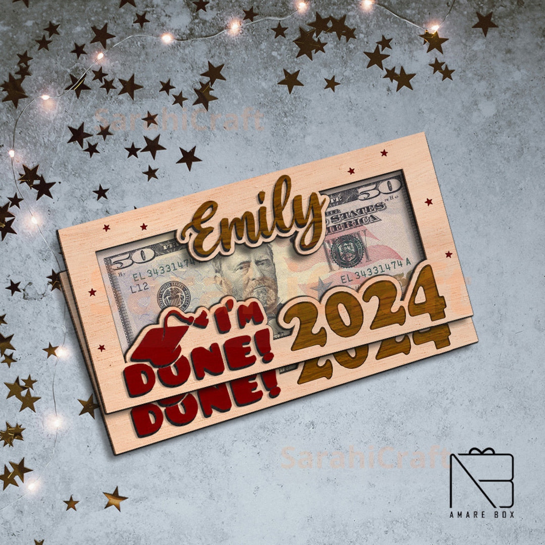 Amare Box Personalized Wood Money Holder, Graduation Red Class of 2024 ...