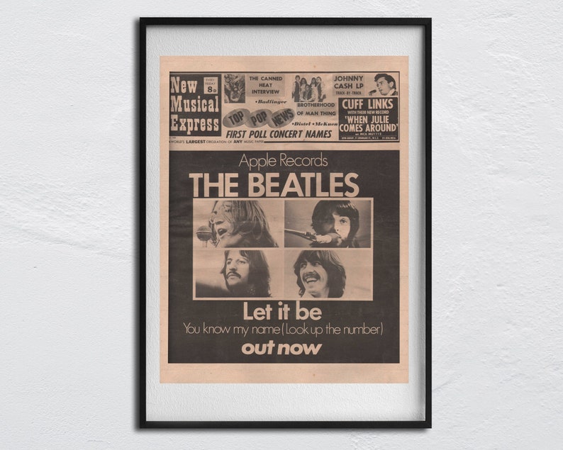 BEATLES 1970 Original NME Poster Let It Be John Lennon - Etsy