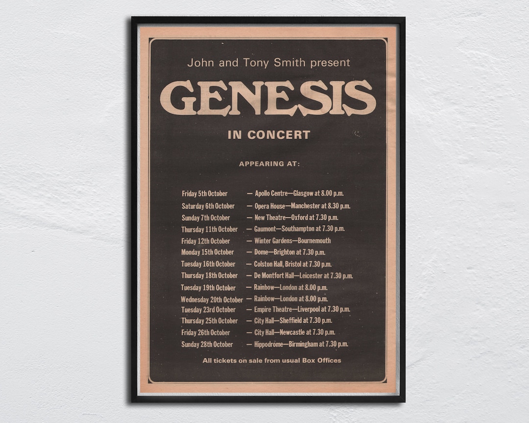 GENESIS 1973 Poster Original NME Genesis in Concert / Tony Banks, Mike ...