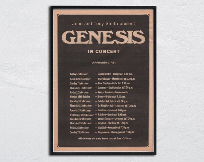 GENESIS - 1973 Poster Original NME - Genesis in Concert / Tony Banks ...