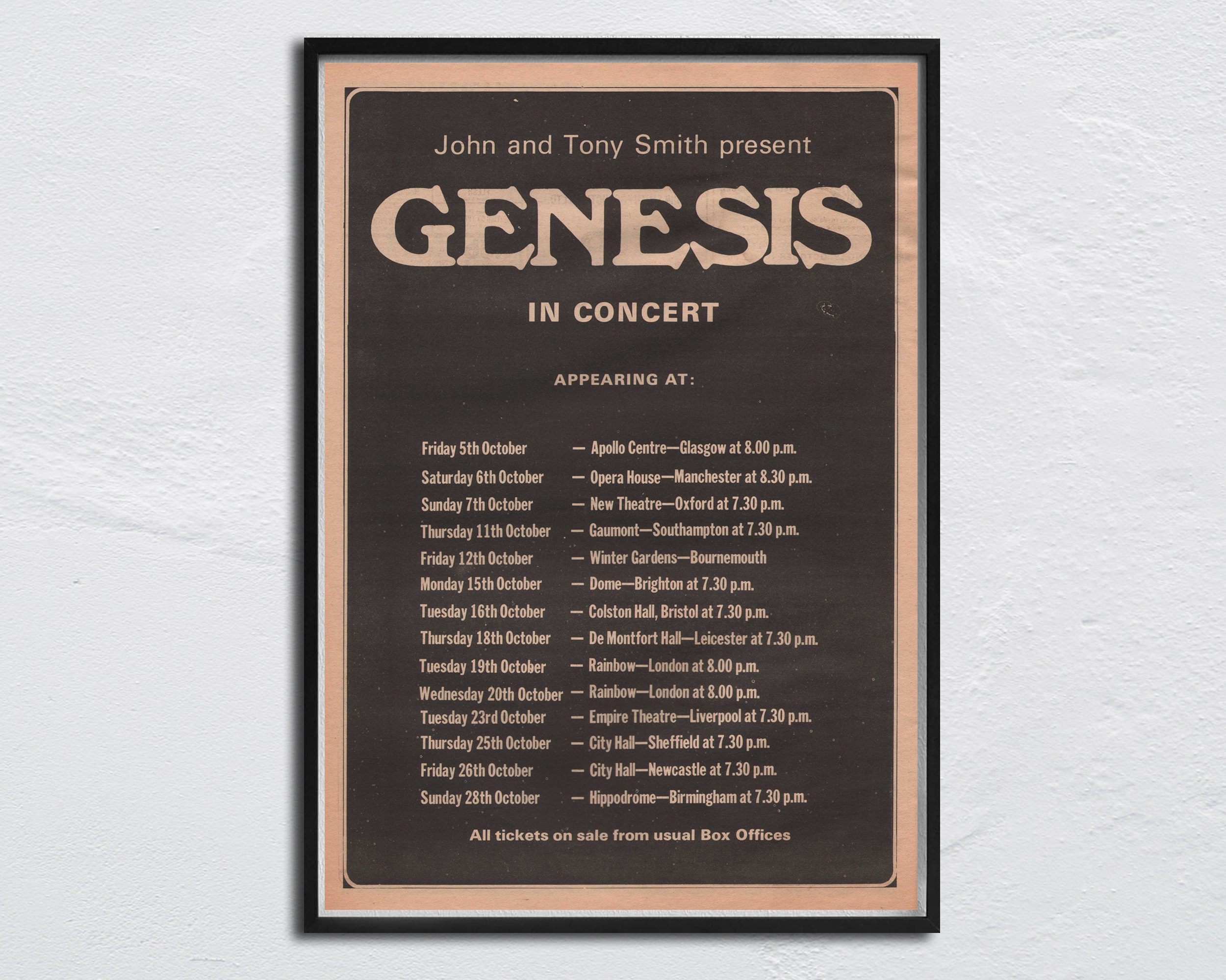 GENESIS 1973 Poster Original NME Genesis in Concert / Tony Banks, Mike ...