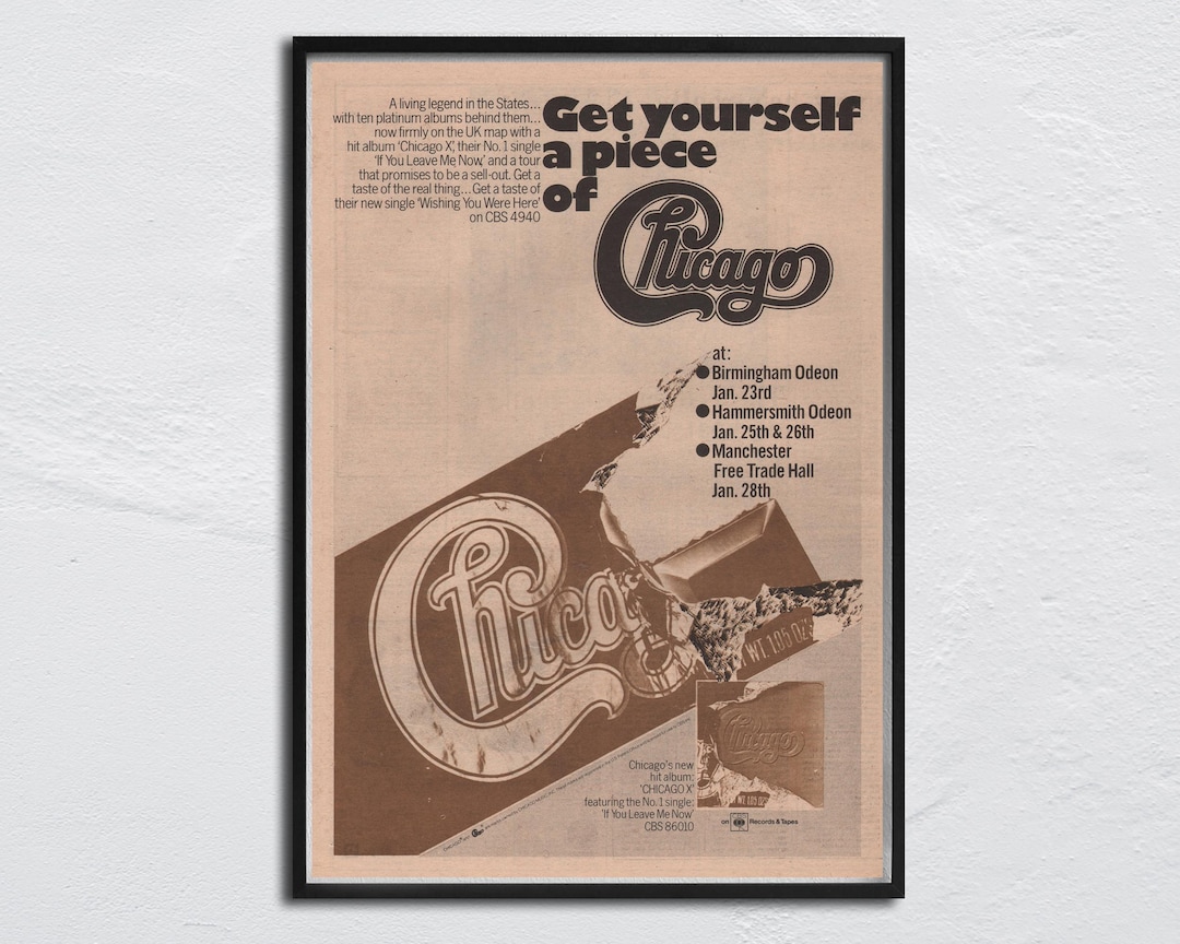 CHICAGO Poster - 1977 Original NME - If You Leave Me Now / Wishing You ...