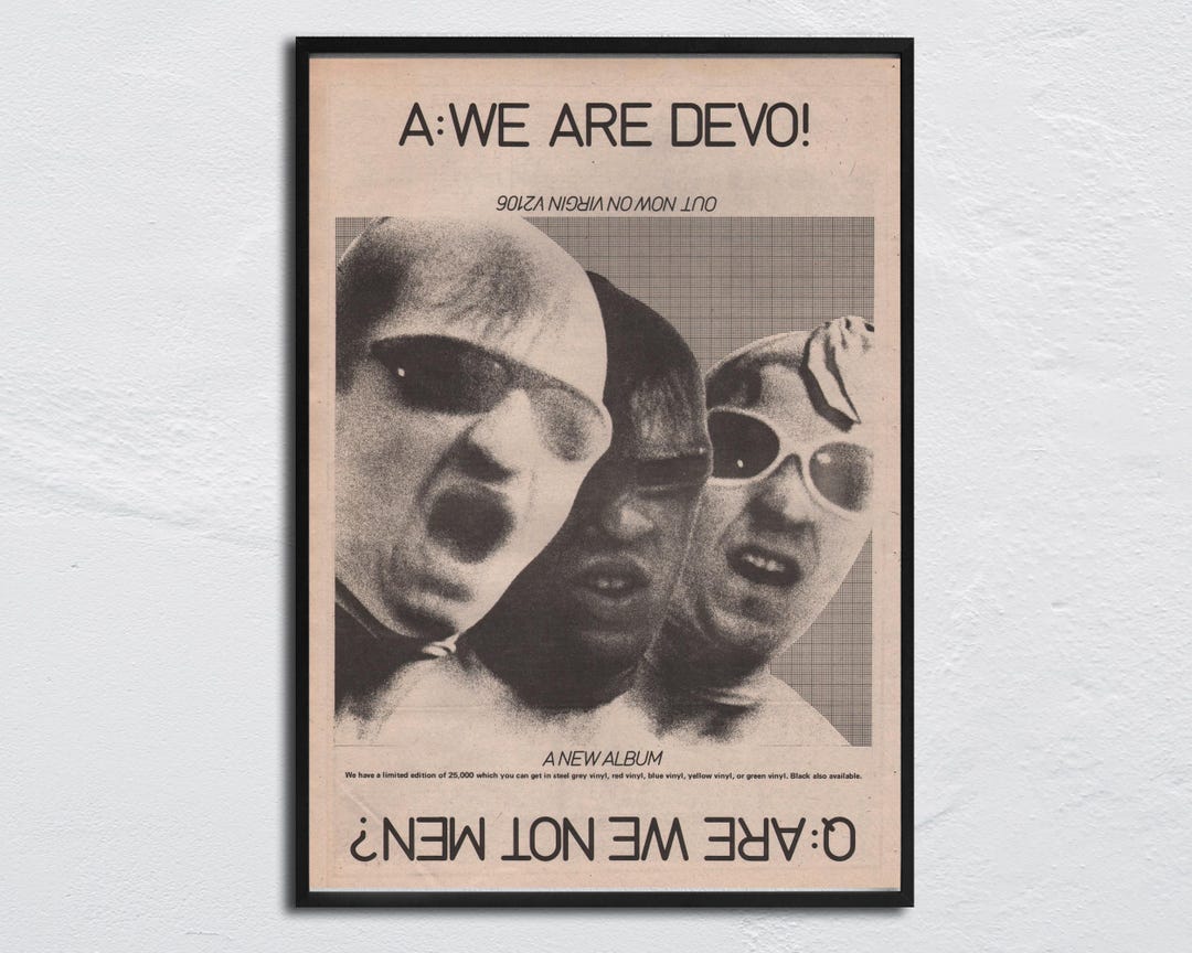 DEVO - 1978 Poster Original NME - Are We Not Men? We Are Devo! Gerald ...