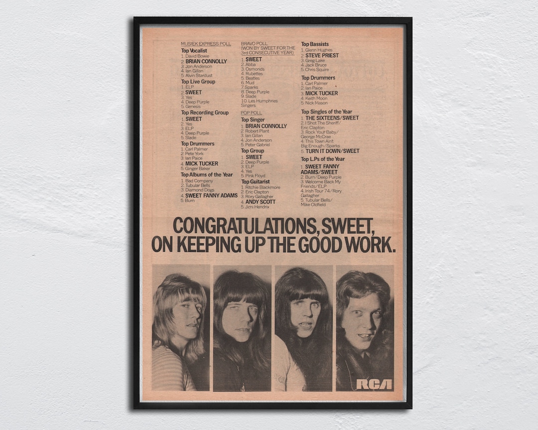 The SWEET POSTER 1975 Original NME Congratulations, on Keeping up the ...