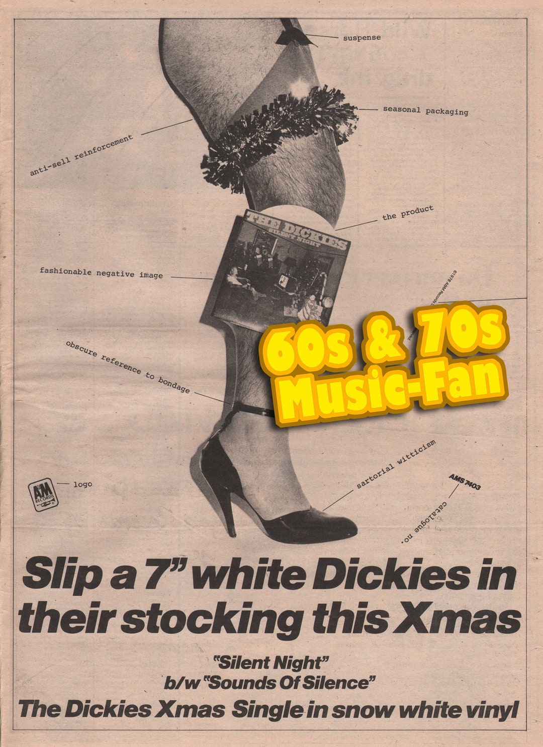 DICKIES POSTER 1978 Original NME Silent Night / Backside Articles Wild ...
