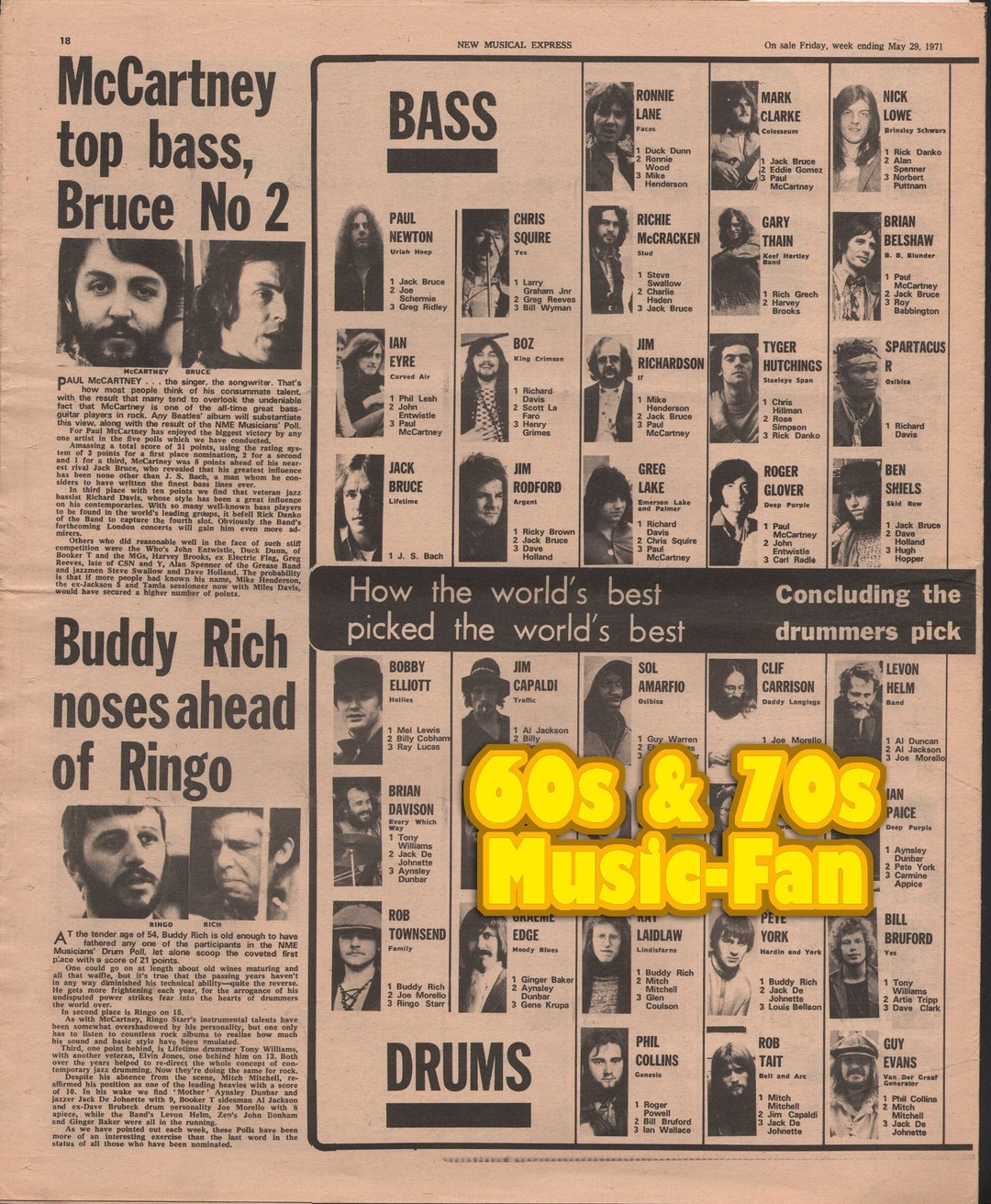 BEATLES - 1962 Big Original NME Clipping - Nmes Musicians Poll - John ...