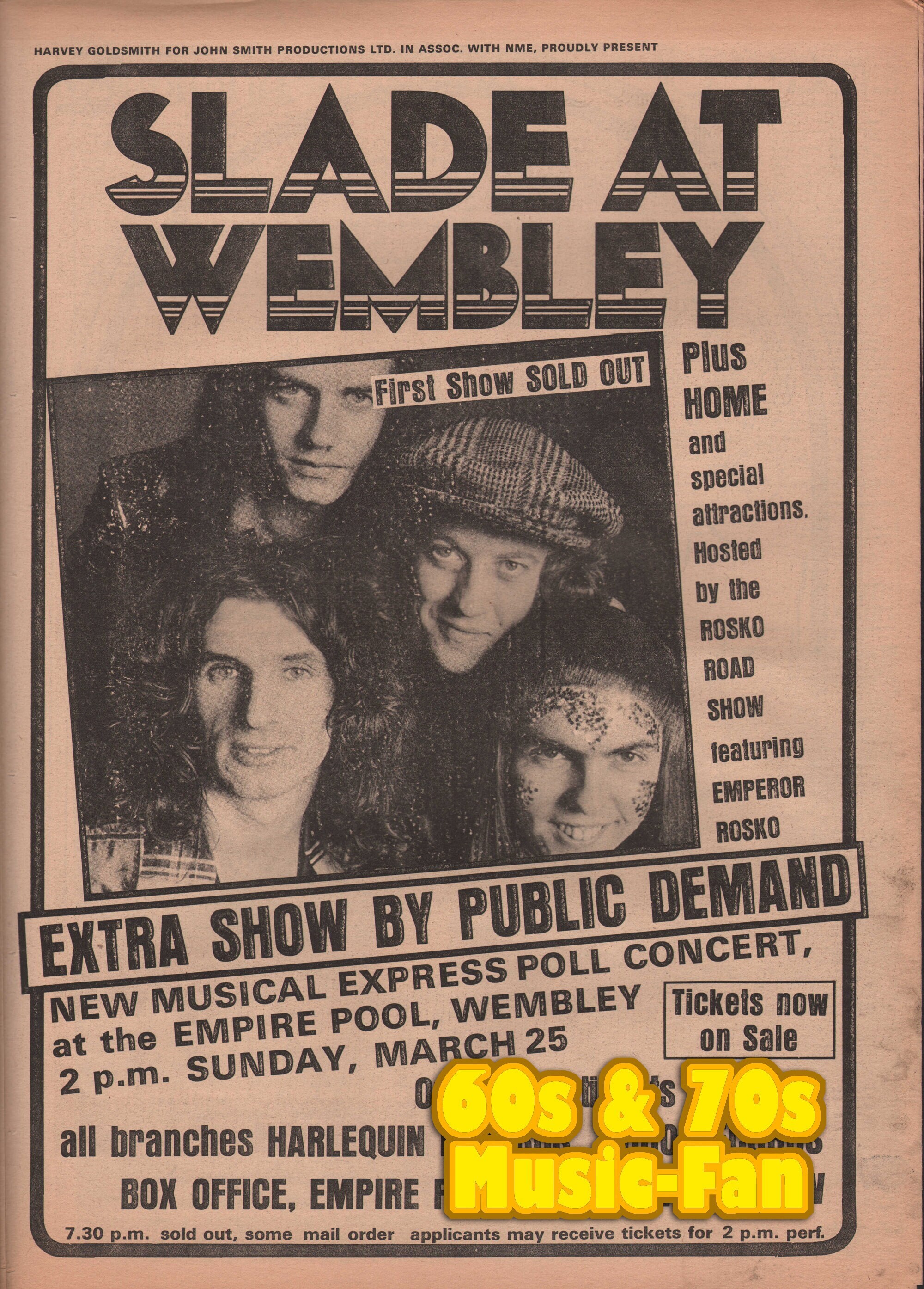 SLADE 1973 Poster Original NME at Wembley Backside: New Seekers / Noddy ...