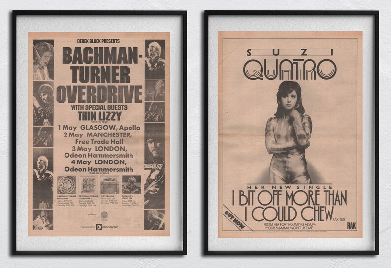 1975 Poster SUZI QUATRO / Bachman Turner Overdrive & Thin Lizzy ...