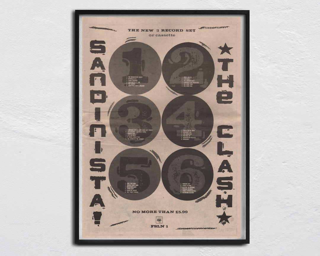 The CLASH Poster - 1980 Original NME - Sandinista ! / Joe Strummer ...