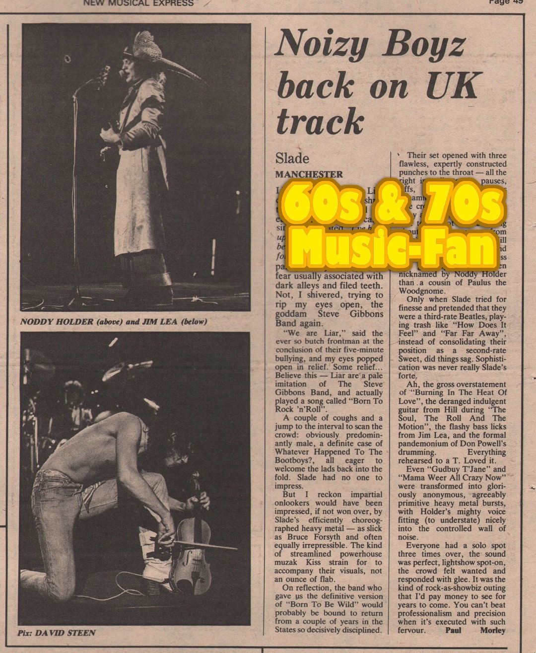 SLADE - 1977 Original NME Clipping - Noizy Boyz Back on UK Track ...