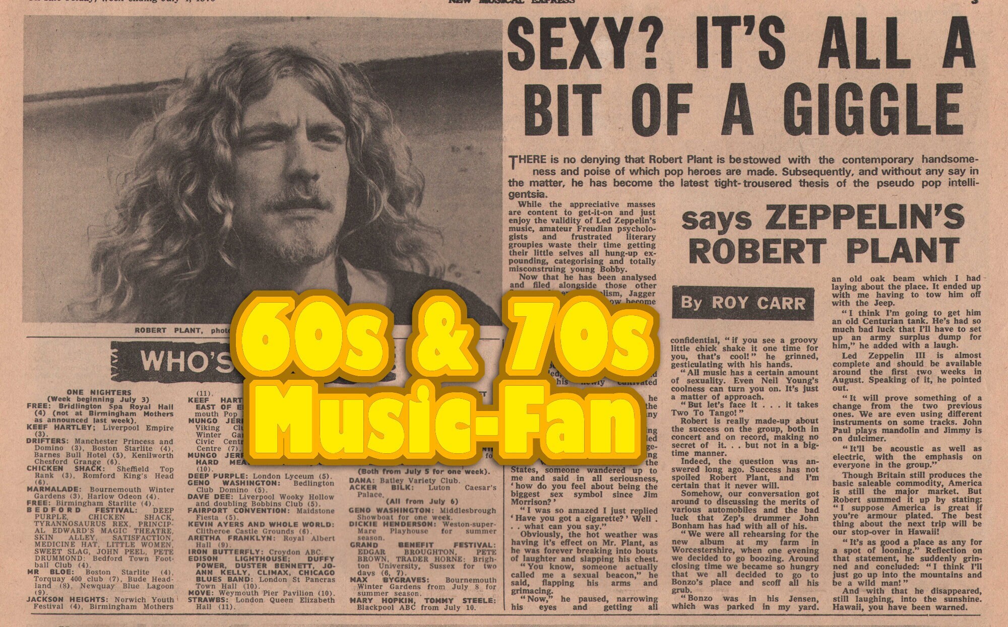 LED ZEPPELIN 1970 Big Original NME Clipping Interview With - Etsy