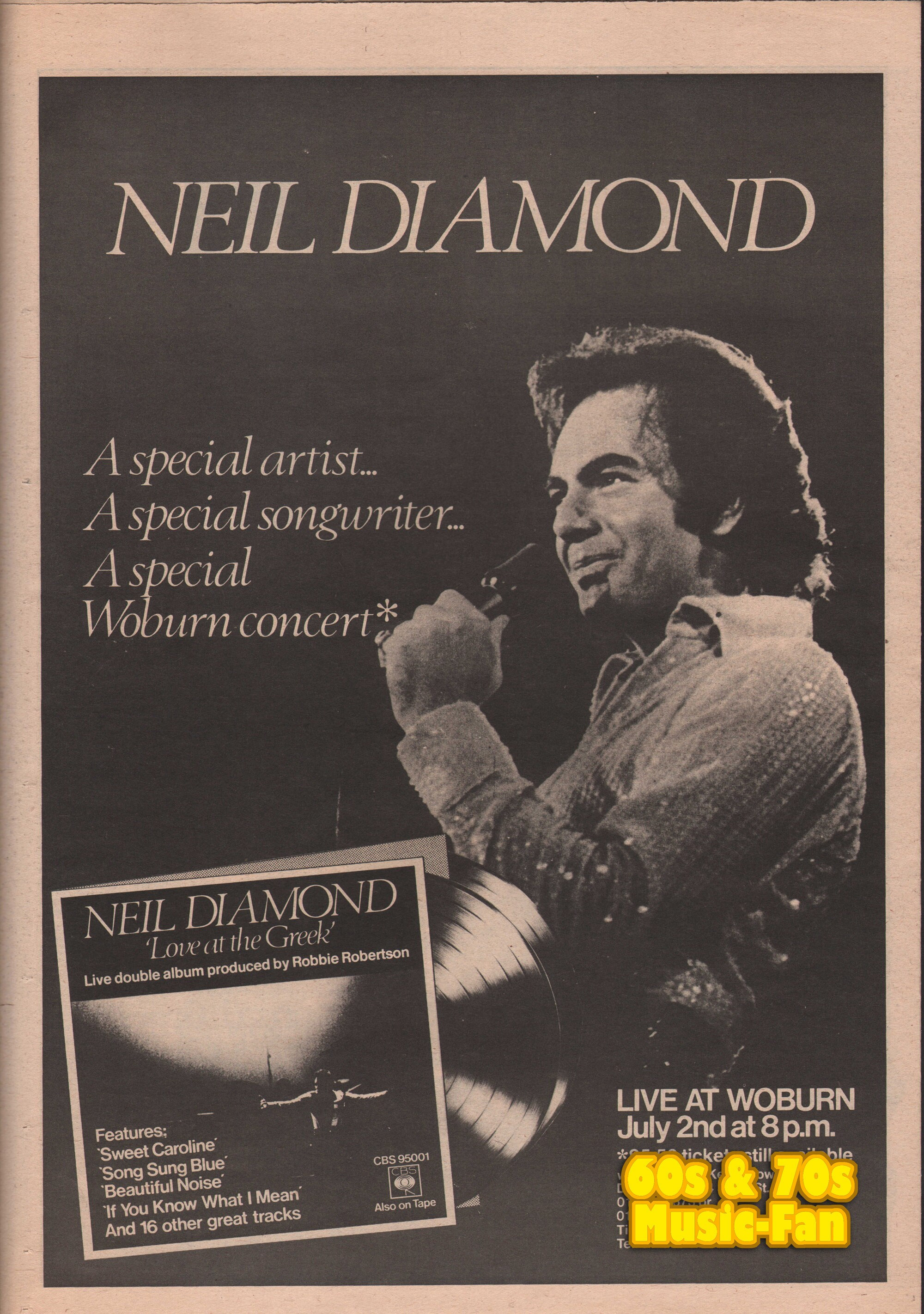 NEIL DIAMOND Poster - 1977 Original NME - Love at the Greek / Backside ...